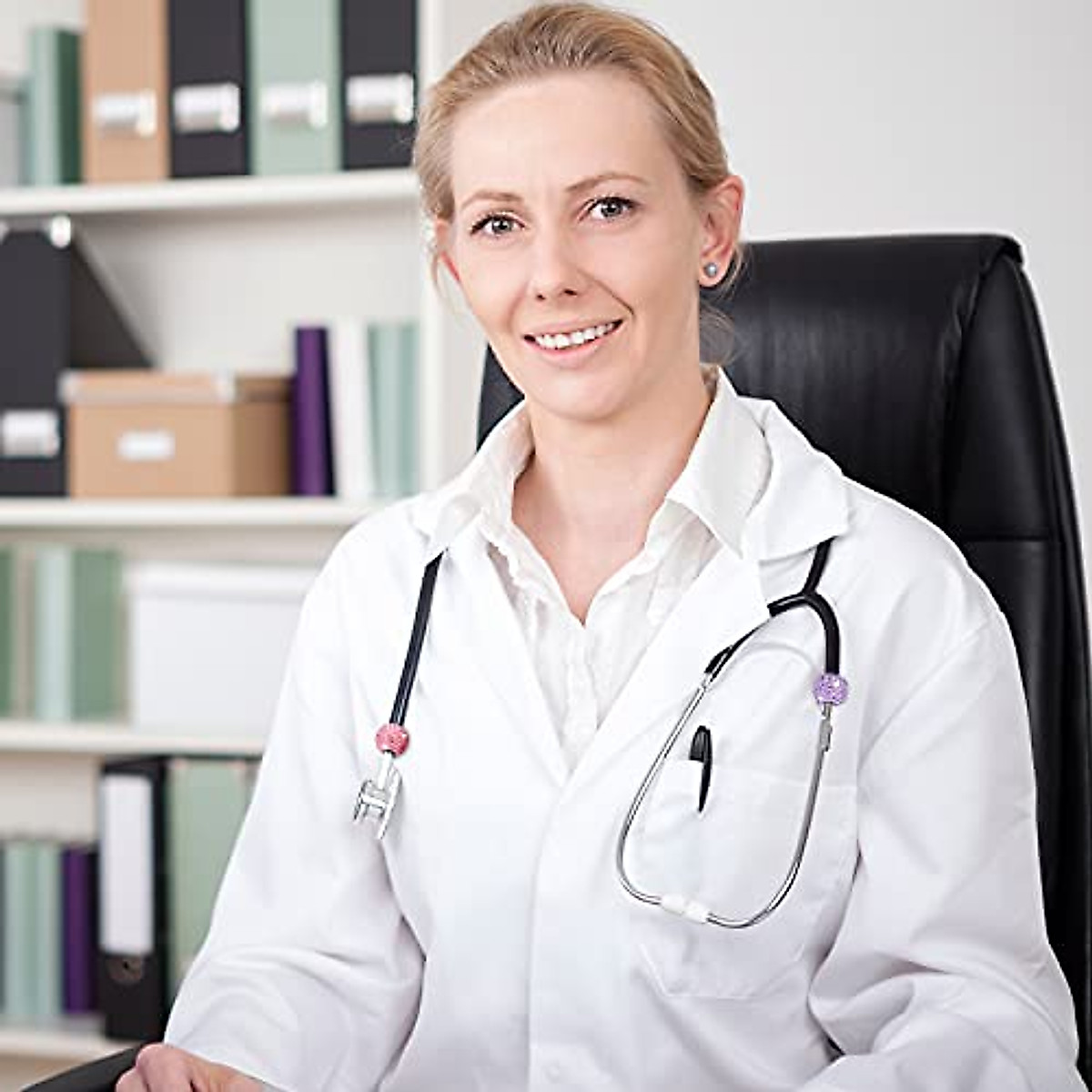 6 Pieces Stethoscope Decorations Stethoscope Charms Crystal Stethoscope Charm Bling Stethoscope Charm Round Stethoscope Charm for Nurses Doctors Veterinarians Technicians
