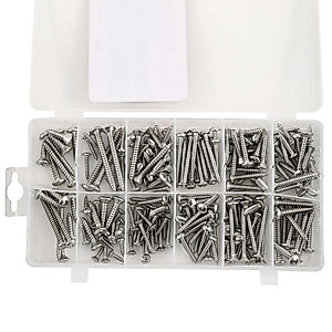 216 Pieces Stainless Steel Self Tapping Sheet Metal Screw Assortment, 34 Different Size of Oval and Pand Head for Fastening Wood, Metal or Fiberglass