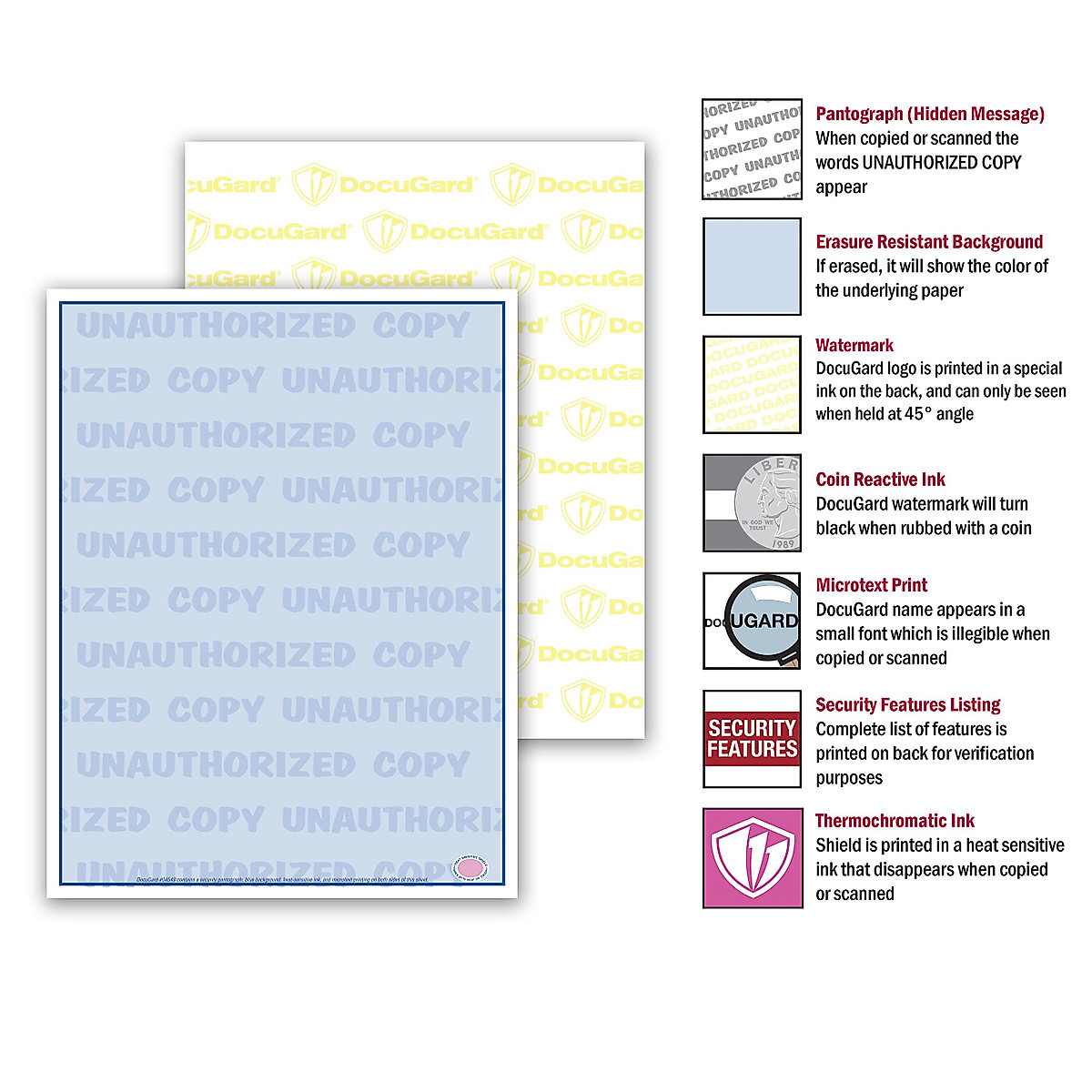 DocuGard Advanced Blue Multi-Purpose Security Paper, 7 Features, 8.5 x 11 Inches, 24 lb, 500 Sheets (04546)