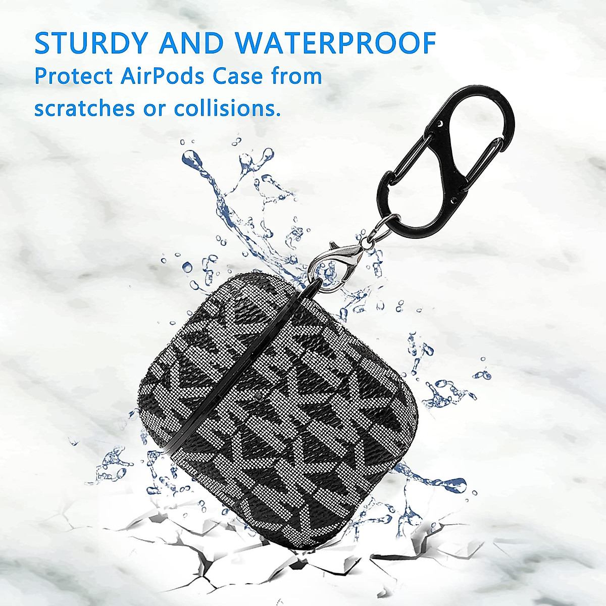 TANGABA AirPods Case Cover for Women Men, Full Body Shockproof Hard Shell Protective Cover Case with Keychain Compatible with AirPods 2&1 Charging Case [Front LED Visible]