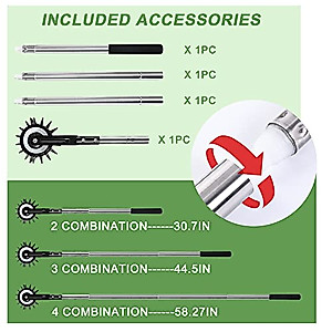 BARAYSTUS Wheel Rotary Edger, Rotary Shear, Sidewalk Manual Lawn Edger, Strong 3 Sections Stainless Steel Handle with Cushion Grip, 58.3-Inch