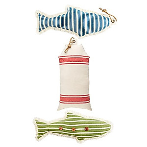 Mud Pie Shaped Lake Pillow, 21" x 10", Green Fish