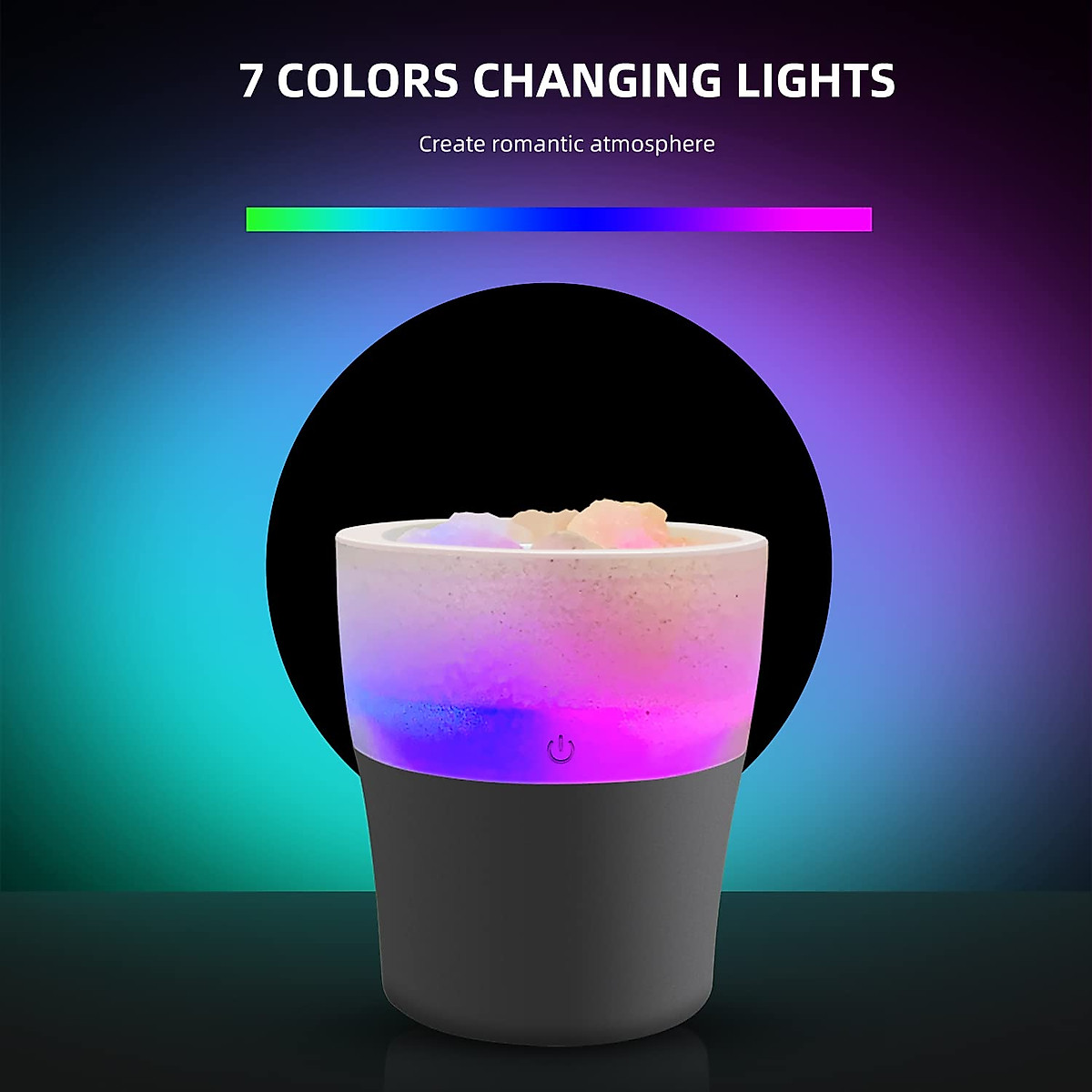 Mini Humidifier, 150ml Small Cool Mist Humidifier with Himalayan Salt, USB Desktop Personal Humidifier for Bedroom, Office, Home, LED Color Changing Light, Auto Shut-Off, 2 Mist Modes, Super Quiet