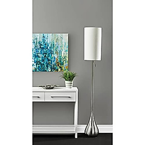 Adesso 1537-22 Christina Floor Lamp, 68 in, 100 W, Brushed Steel Finish/White, 1 Steel Lamp