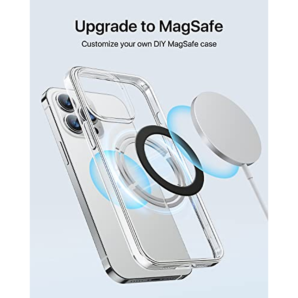 andobil MagStick Magnetic Ring, [Auto-Aligning, Easy-Install] Wireless Charging Adapter, Magnet Sticker Compatible with MagSafe/iPhone 14/13/ 12/11/ X, S22/ S21 etc, Mag Safe Accessories, 2 Pack