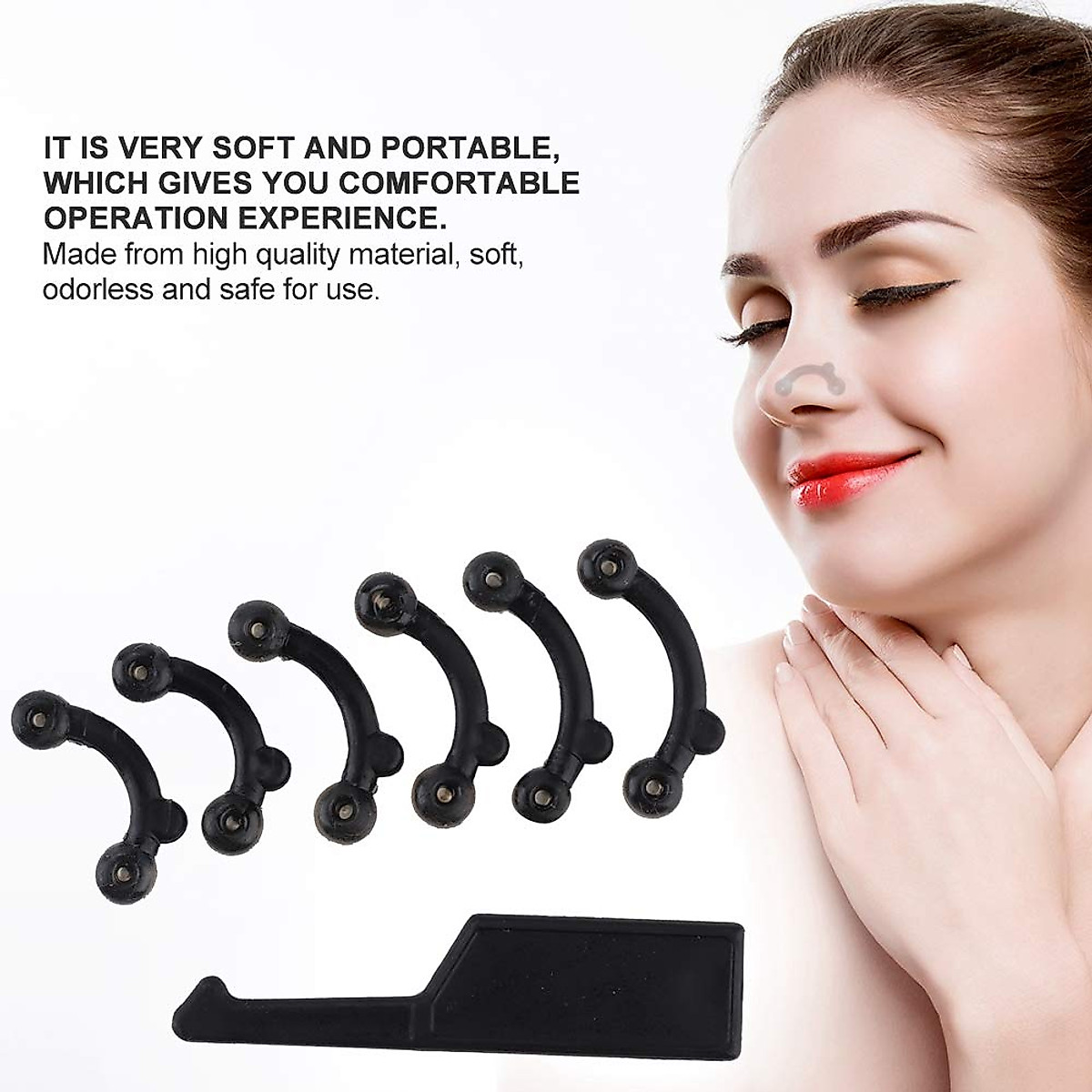 Voluxe 3 Pairs Invisible Nose Shaper Clip,Pain-Free Nose Up Lifting Device Beauty Enhancer Portable Soft For Women Men(Black)