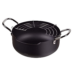 Pearl Metal HB-1891 Tempura Pot, 8.7 inches (22 cm), Induction Compatible, Easy to Pour, Iron, Made in Japan, Made in Japan