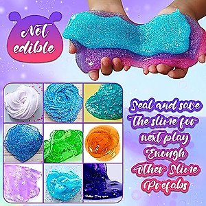 DIY Mermaid Slime Kit for Girls 10-12, Glow in The Dark Butter Slime Making Kit, Premade Fluffy Glitter Cloud Crunchy Slime Mermaid Toys for Kids 10+ Years, Birthday Party Favors Gift and Crafts