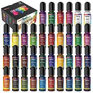 Alcohol Ink Set - 36 Bottles Vibrant Colors High Concentrated Alcohol-Based Ink, Concentrated Epoxy Resin Paint Colour Dye Great for Resin Petri Dish, Coaster, Painting, Tumbler Cup Making(10ml Each)
