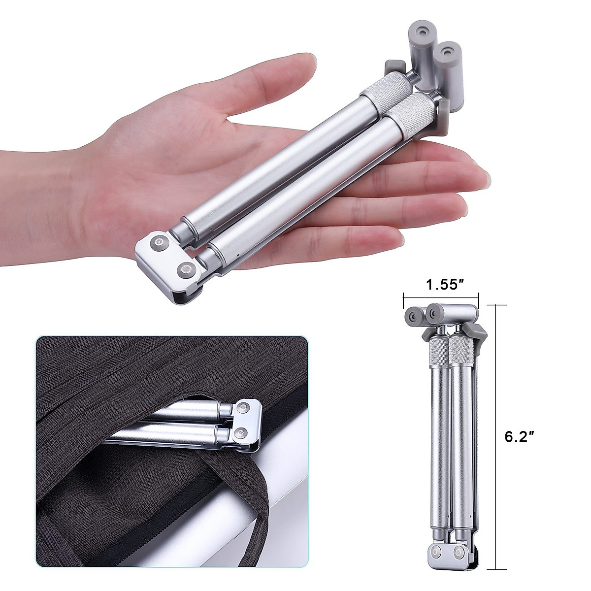 Portable Laptop Stand, JUBOR Adjustable Laptop Stand for MacBook Pro, Aluminum Desk Foldable Compact Universal Computer Cooling Stand for 12 13 15 17 inch