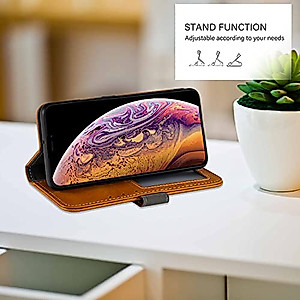 MILEGAO Case for Oppo Reno 6 Pro+ 5G, Magnetic PU Leather Wallet-Style Business Phone Case,Fashion Flip Case with Card Slot and Kickstand for Oppo Reno 6 Pro Plus 5G 6.55 inches-Lightbrown Yellow