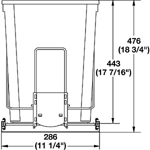 Kitchen Double 2 x 27 qt (54 Qt) Waste Bin Base Cabinet Pullout Trash System with Soft Close Slides and with Handle