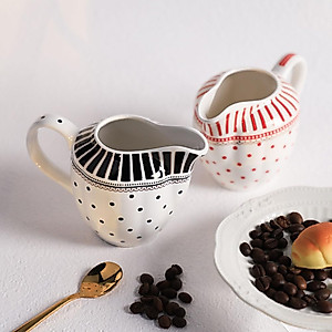 RockTrend Stripe Polka Dot Ceramic Coffee Serving Set Creamer and Sugar Bowl Set