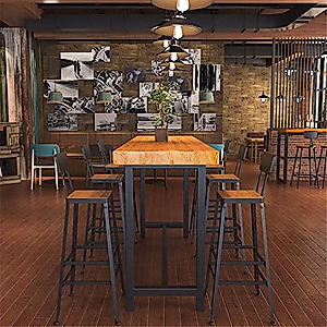 NIUYAO Bar Table Modern Simplicity Style in Solid Wood Fixed Top Table with Metal Legs for Bistro Cafe Home -Dark Wood ​71" L x 23.5" W x 41.5" H