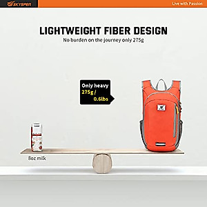 SKYSPER Small Daypack 10L Hiking Backpack Packable Lightweight Travel Day Pack for Women Men(Orange)