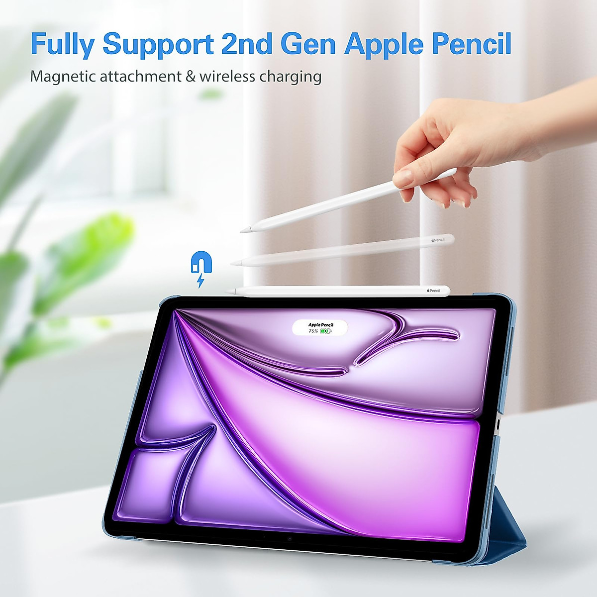 ProCase Smart Case for iPad Pro 12.9 2022/2021/2020/2018, Slim Stand Hard Back Shell Smart Cover for iPad Pro 12.9" 6th Gen/5th Gen/4th Gen/3rd Gen -Blue