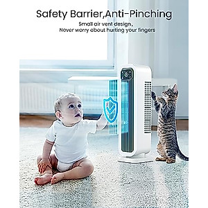 let'me Desk Fan, 14.6 Inch Oscillating Office Fan, 10000mAh Battery Operated Small Quiet Fan with 3 Speeds, 8H Timer and Night Light, Desk Tower Fan for Bedroom Office Home Desktop White