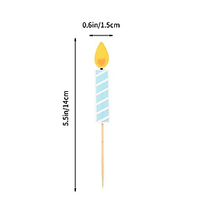 Gadpiparty Vintage Decor Candle Shape Wooden Paper Dessert Picks Wedding Birthday Holiday Cake Decorations Baby Decor