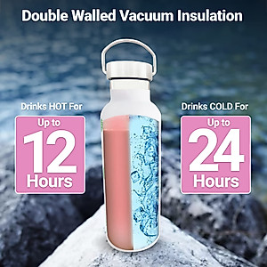 Stainless Steel Water Bottles – Insulated Bottles - Water Bottle with Straw - 2 Lids -1 Gift Box - 20 Oz - air up Water Bottle - Hot/Cold - Gift for her - Preppy Stuff (Flowers)