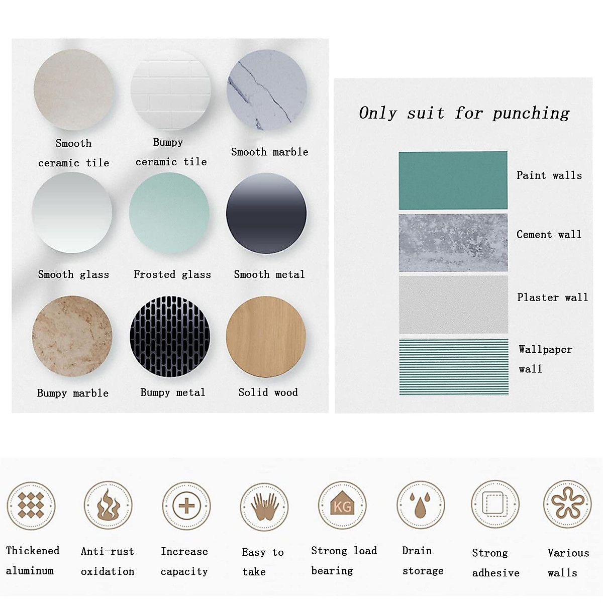 Spotact Wall Mounted Coat Racks with Hooks Hanging Holder Towel Rack 17.32' x1.50' Modern White Hanging for Clothes Entryway Bathroom Bedroom (6 Hooks, White)