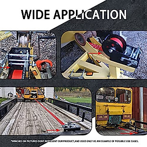 TYT 1500LB Boat Trailer Strap Winch with 8M Red Strap, Sturdy Long-Lasting Gear Hand Crank Winch, Operated Two Way Ratchet Manual Winches for Towing Pulley Boat Trailer Truck RV Jet Ski Marine Winch