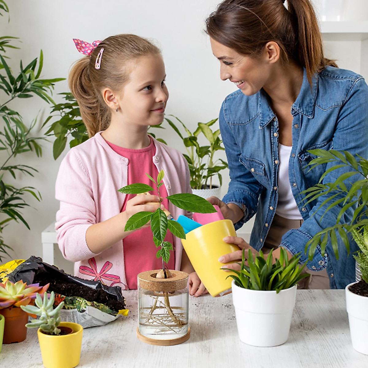 Biggun Avocado Tree Growing Kit - Avocado Pit Planting Bowl with Cork and Wooden Base, Cultivating Seedlings in Novel Way, Great Gift for Family Friends and Gardening Enthusiasts