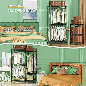 LEHOM G3 Garment Closet Rack Heavy Duty Freestanding Portable Wire Clothing Rack with Shelves, Adjustable, DIY Hanging Wardrobe Clothes Racks for Bedroom