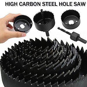 Hole Saw Kit, 6-Piece Set. Specially Constructed Heat Treated Carbon Steel, Metal Hole Saw Kit Mandrels, Ideal for Soft Wood, PVC Board，Wood, Plastic, Drywall