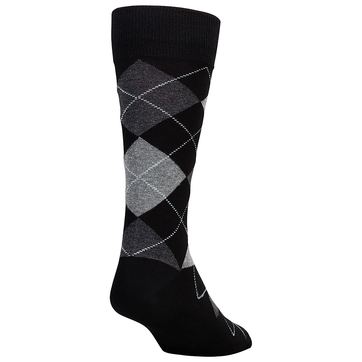 GOLDTOE Men's Carlyle Argyle Crew Dress Socks, 3-Pairs, Black Grey Argyle, Large