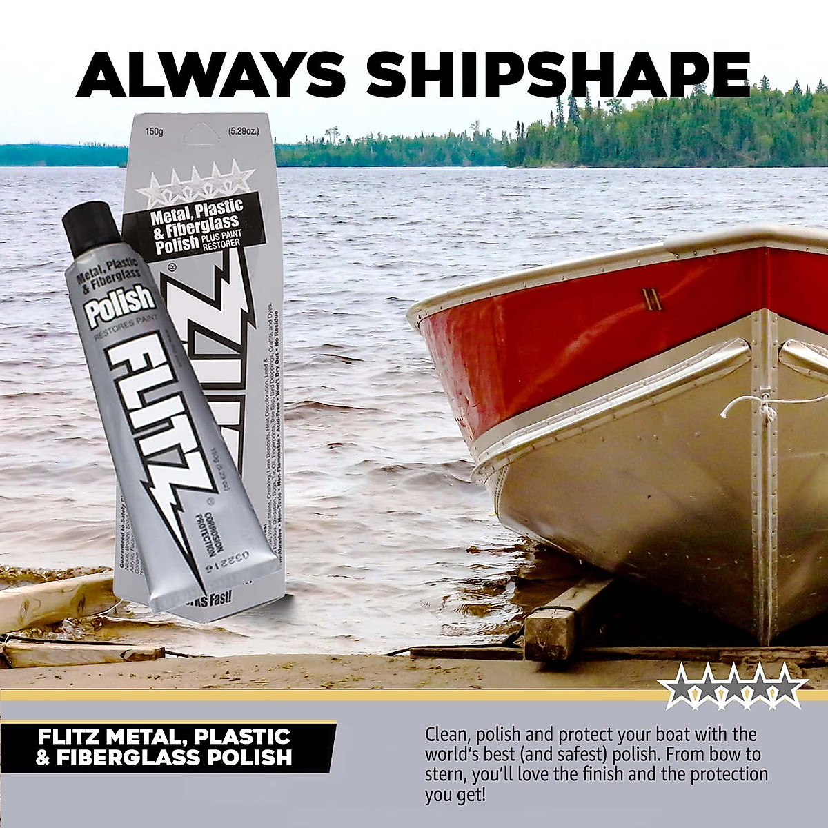 Flitz BU 03515 Metal, Plastic and Fiberglass Polish Paste - 5.29 oz. , Blue