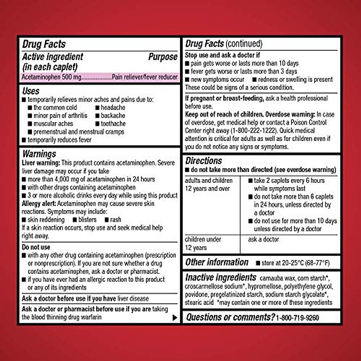 Amazon Basic Care Extra Strength Pain Relief, Acetaminophen Caplets, 500 mg, 200 Count