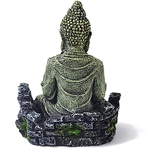 GXXMEI Aquarium Buddha Statue Decorations Ancient Buddha Statue Decor Underwater Landscape Hideaway Fish Tank Scenery for Betta, Small Lizards, Turtles, Reptiles, Amphibians