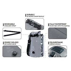 Noitullop Washbag Portable Washing Machine - 15L Fully Waterproof Dry Bag - Lightweight Compact Nylon Washing Machine - Portable Manual Clothes Washer Laundry Bag (Gray)