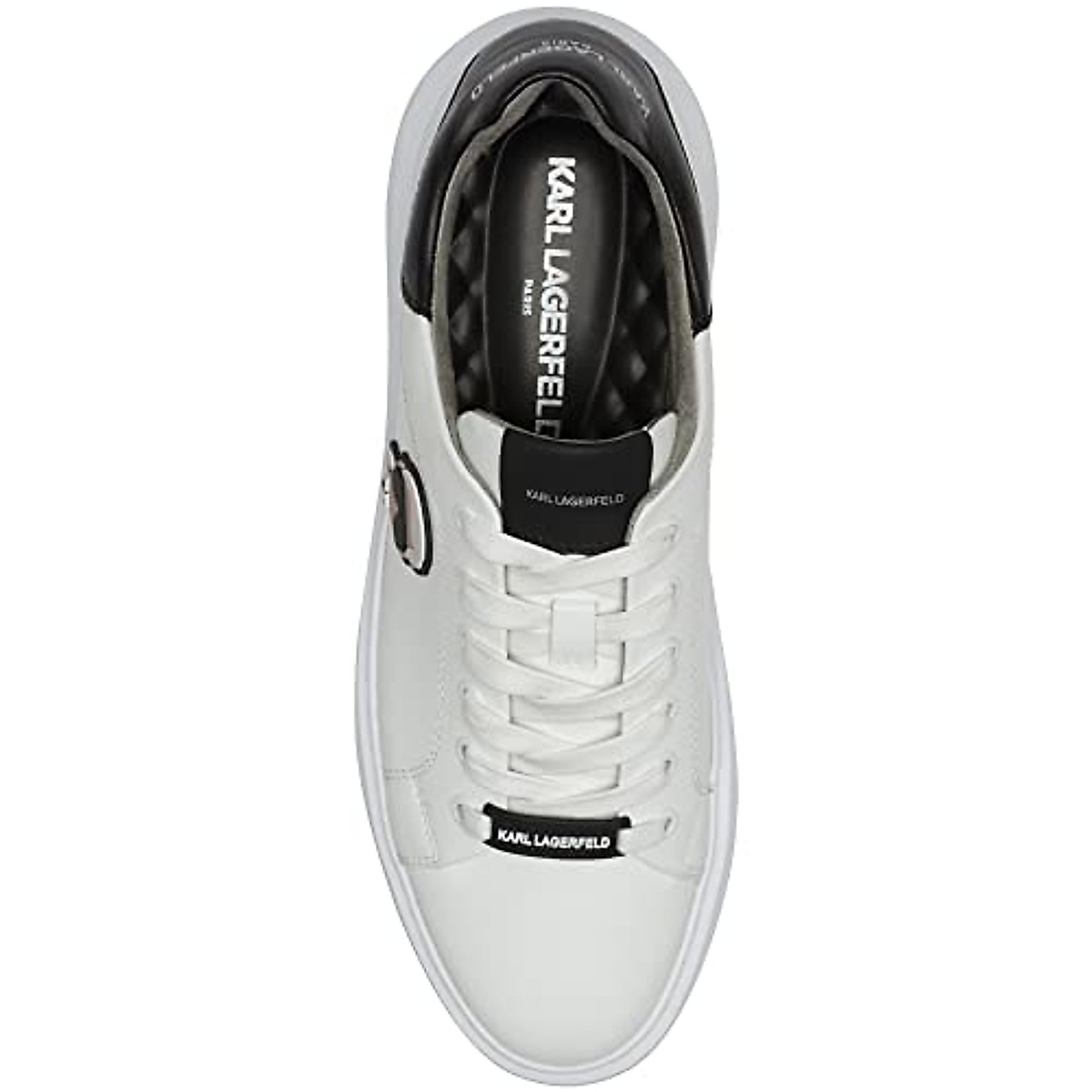 Karl Lagerfeld Paris Men's Lightweight Phylon Sole Leather Sneaker, White, 8.5