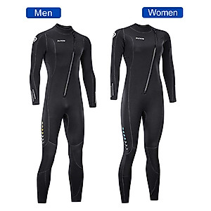 Ultra Stretch 3mm Neoprene Wetsuit, Front Zip Full Body Diving suit, one piece for men & Women-Snorkeling, Scuba Diving Swimming, Surfing