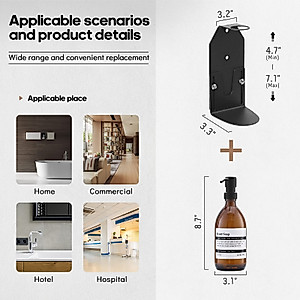 KUSVADO Glass No-Drill Wall Mounted Shower Soap Dispenser, Hand Soap Dispenser with Adjustable Stainless Steel Holder for Bathroom and Kitchen-(Black 1 Chamber, 18 OZ)