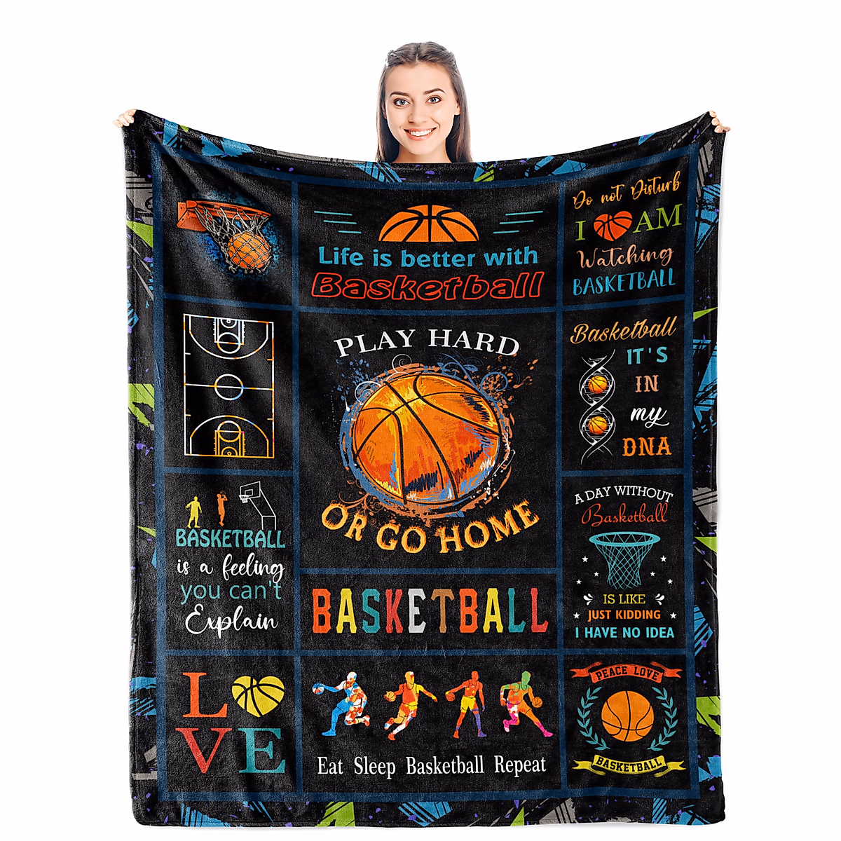 Basketball Gifts for Boys/Girls 8-12-14-16, Best Basketball Coach Gifts, Girls/Boys Basketball Gift, Basketball Lover/Players Gifts for Men, Gifts for Basketball Lovers/Players Blanket 50" x 60"