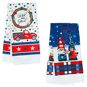 Patriotic Decor - Kitchen Towel Set - Show Your Patriotism with These Beautiful Kitchen Towels - Two Red White and Blue Dish Towels - Americana Home Decoration