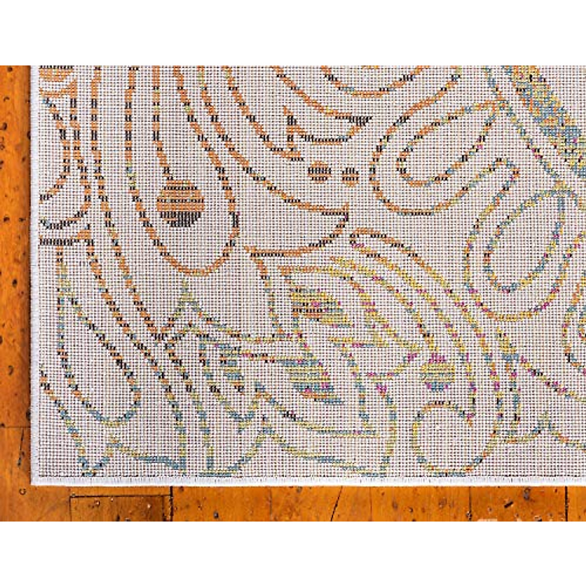 Unique Loom Lyon Collection Colorful Abstract Floral Rainbow Gradient Area Rug, 4 x 6 Feet, Ivory/Pink