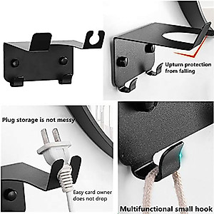 Yzger Hair Dryer Holder Hair Blow Dryer Rack Wall Mount Include Power Plug Hook Wall Punching Mounted Punching or Self-Adhesive Two Ways to Use and Fit for Most Hair Dryers (Gold)