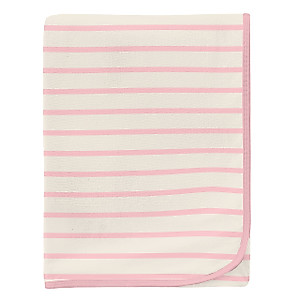 KicKee Pants Swaddling Blanket, Made from Luxuriously Soft KicKee Signature Blend Bamboo Fabric, Buttery Softness for Snuggling Your Baby (Lotus Sweet Stripe - One Size)