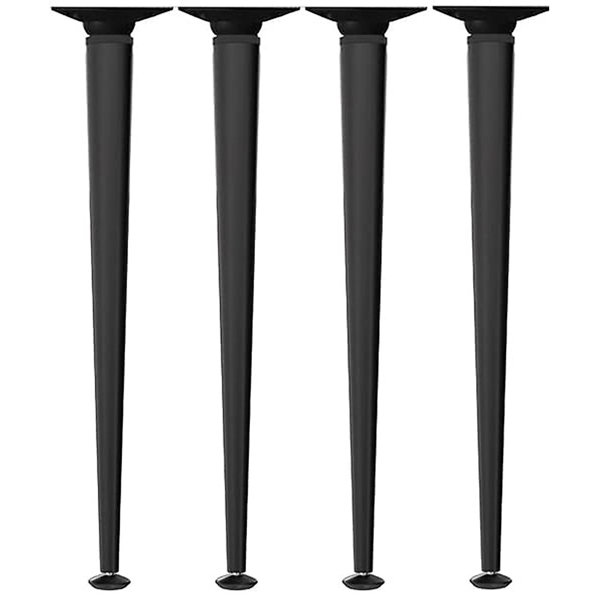 waaliji 28 inch Folding Table Legs Collapsible Metal Home DIY Furniture Legs Foldable Desk Leg with Adjustable Floor Protectors for Round or Square Table, Matte Black, Set of 4