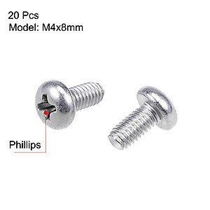 uxcell M4x8mm Machine Screws Pan Phillips Cross Head Screw 304 Stainless Steel Fasteners Bolts 20Pcs