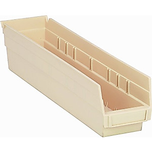 Quantum Storage Systems QSB103IV 20-Pack 4" Hanging Plastic Shelf Bin Storage Containers, 17-7/8" x 4-1/8" x 4" , Ivory