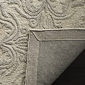 SAFAVIEH Blossom Collection 10' x 14' Ivory/Grey BLM103A Handmade Premium Wool Living Room Dining Bedroom Area Rug