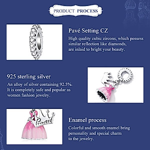 Dress & Crown Pendant Charm 925 Sterling Silver Charm Fits For Pandora Bracelet