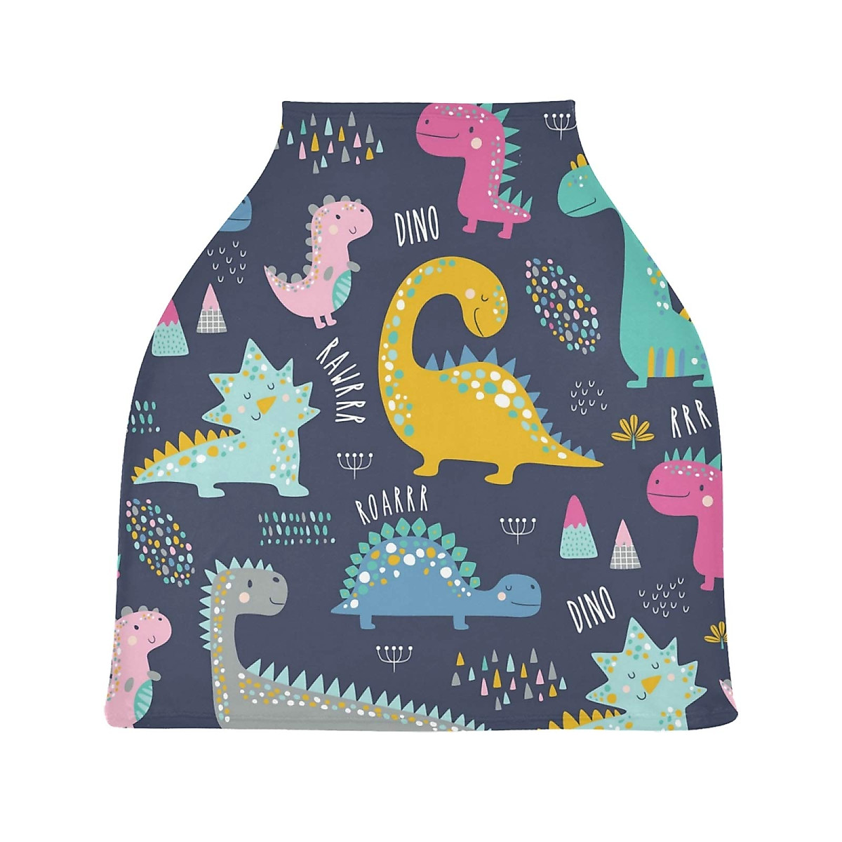 WELLDAY Baby Car Seat Covers Kids Dinosaurs Stretchy Breastfeeding Scarf Breathable Infant Carseat Canopy Nursing Covers Multi Use for Stroller High Chair Shopping Cart Boys and Girls