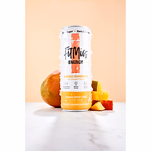MusclePharm FitMiss Energy Drink 12oz (Pack of 12) - Mango Sunshine - Sugar Free Calories Free - Perfectly Carbonated with No Artificial Colors or Dyes