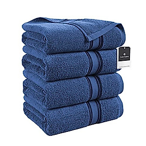 LANE LINEN Bath Sheets - 100% Cotton Extra Large Bath Towels, 4 Piece Bath Sheet Set, Zero Twist, Quick Dry, Soft Shower Towels, Absorbent Bathroom Towels, Hotel Spa Quality, 35 x 66 inch - Navy