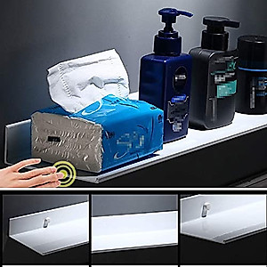 AVEEWA White Floating Bathroom Wall Shelf Storage Shelf (Rectangle), Aluminum, for Kitchen, Living Room, Hallway-60cm